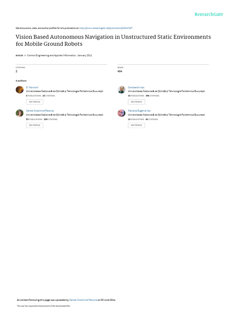 Vision Based Autonomous Navigation in Unstructured | PDF | Computer Vision | Computing