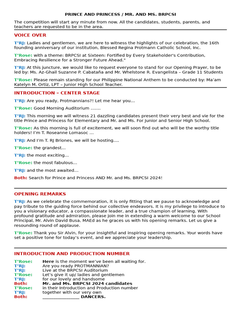 BRPCSI 2024 Pageant Highlights | PDF | Ambassador