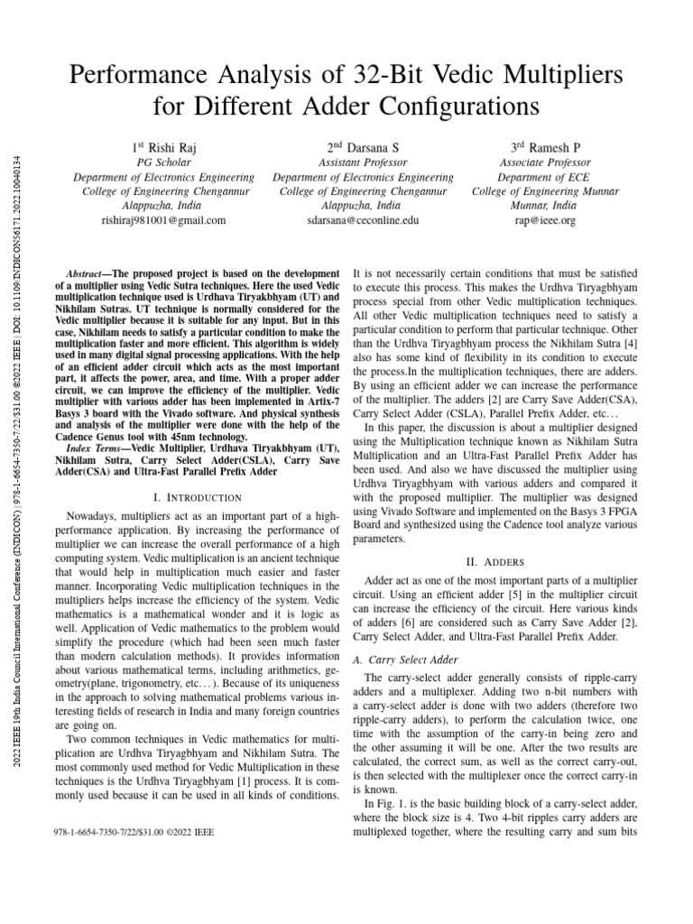 Performance_Analysis_of_32-Bit_Vedic_Multipliers_for_Different_Adder_Configurations | PDF ...