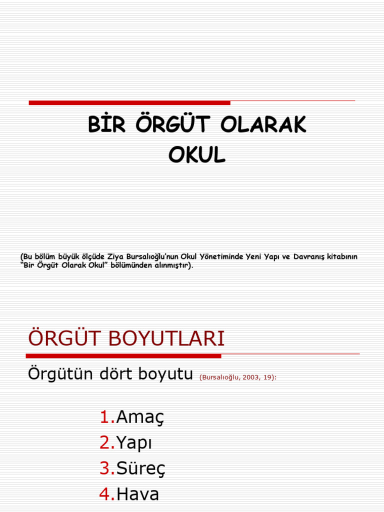 Bir Örgüt Olarak Okul | PDF