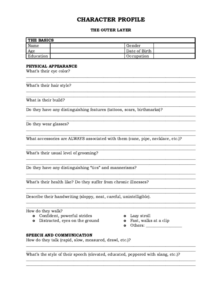 CHARACTER PROFILE | PDF | Extraversion And Introversion