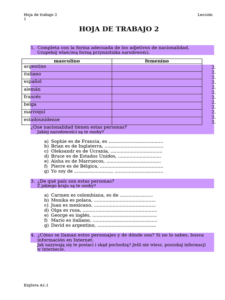 Hoja de Trabajo 2 | PDF