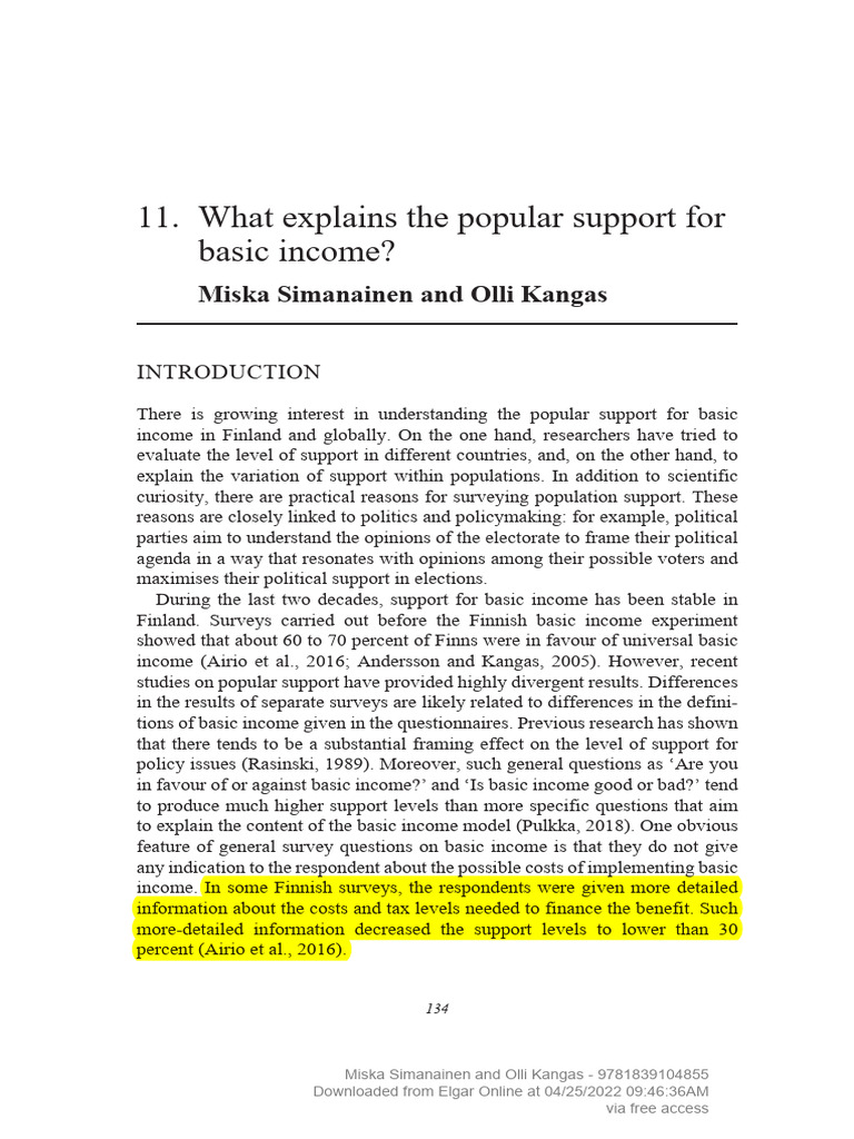 [9781839104848 - Experimenting with Unconditional Basic Income] What explains the popular ...