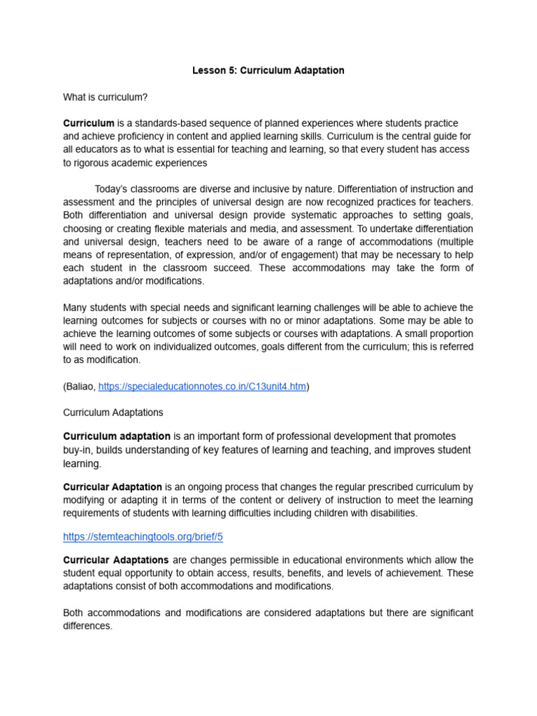 Lesson 5 | PDF | Curriculum | Learning