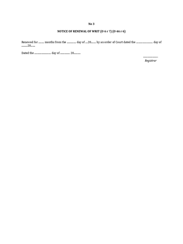 Notice of Renewal of Writ Template | PDF