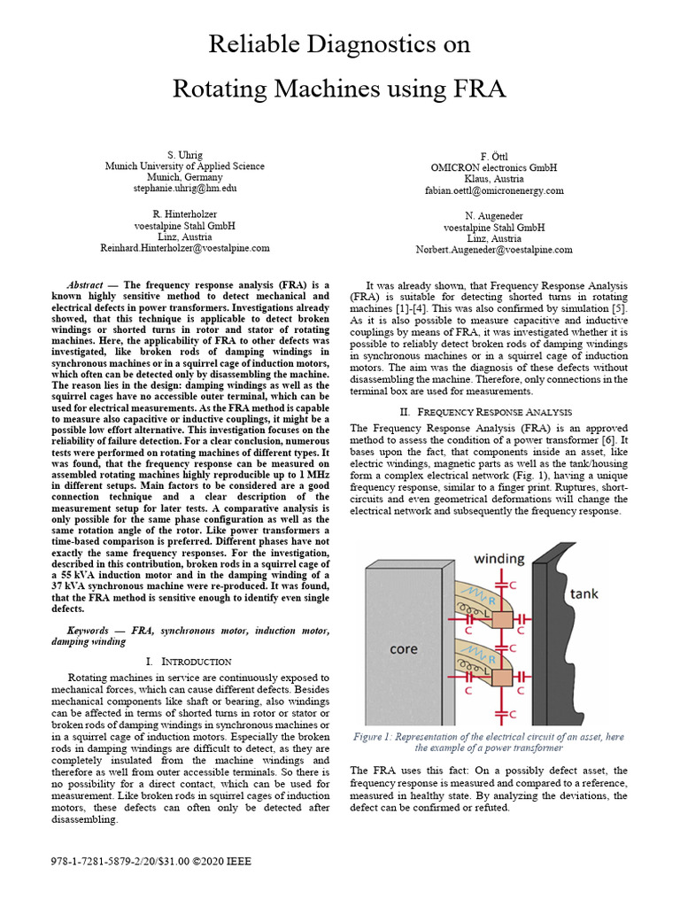 Reliable Diagnostics On Rotating Machines Using Fra | PDF | Electric ...