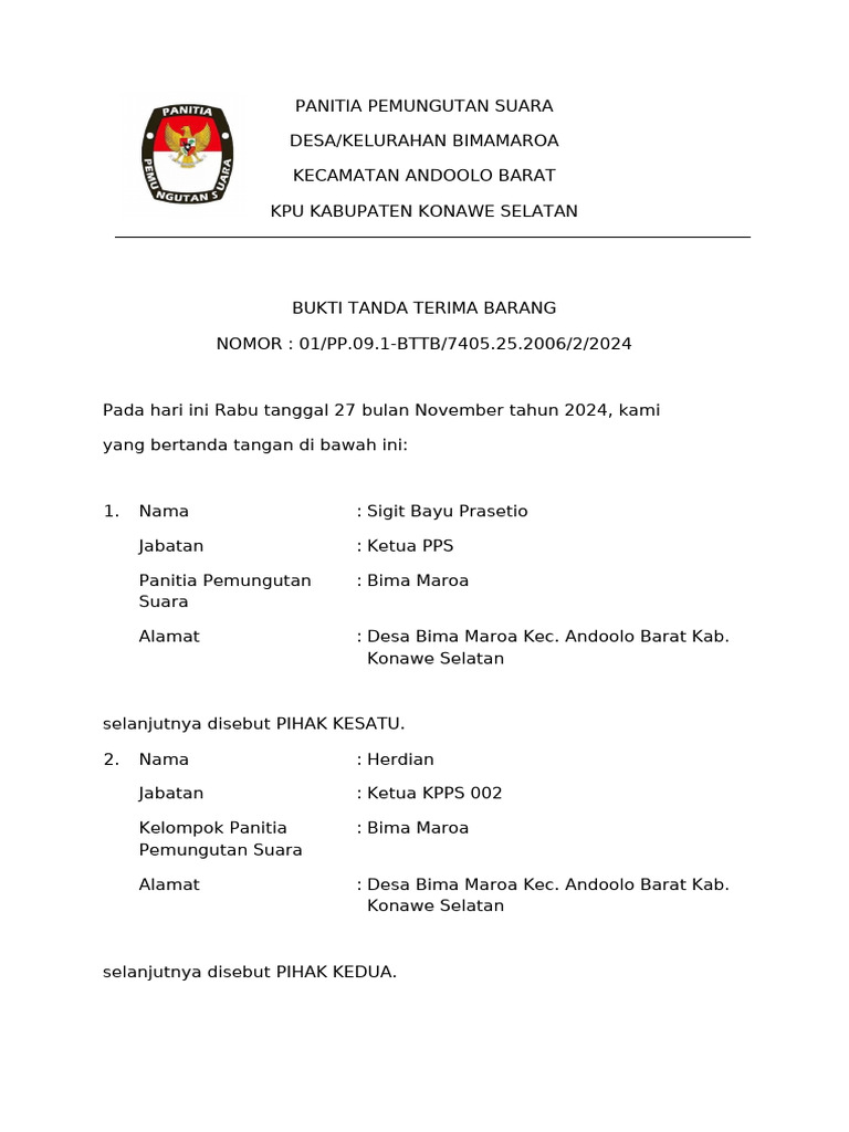Template - Bukti - Tanda - Terima - Barang - TPS - 2 - Kel - Bimamaroa ...