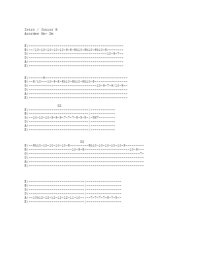 Intro de Junior H: Acordes e Tabs | PDF