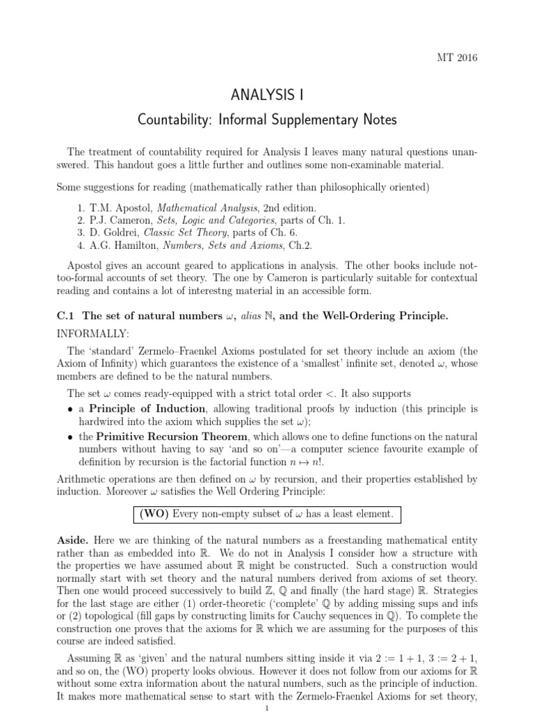 Supplementary Notes On Countability by Priestley | PDF | Axiom | Set ...