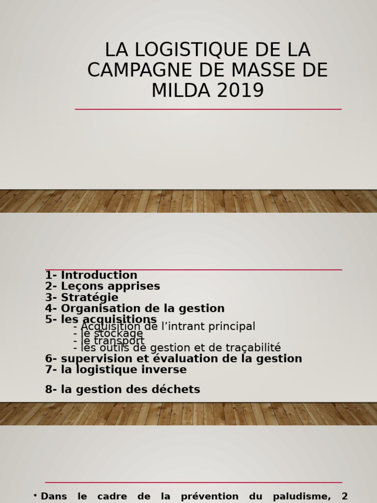 5. Presentation logistique Final | PDF | Inventaire | Logistique
