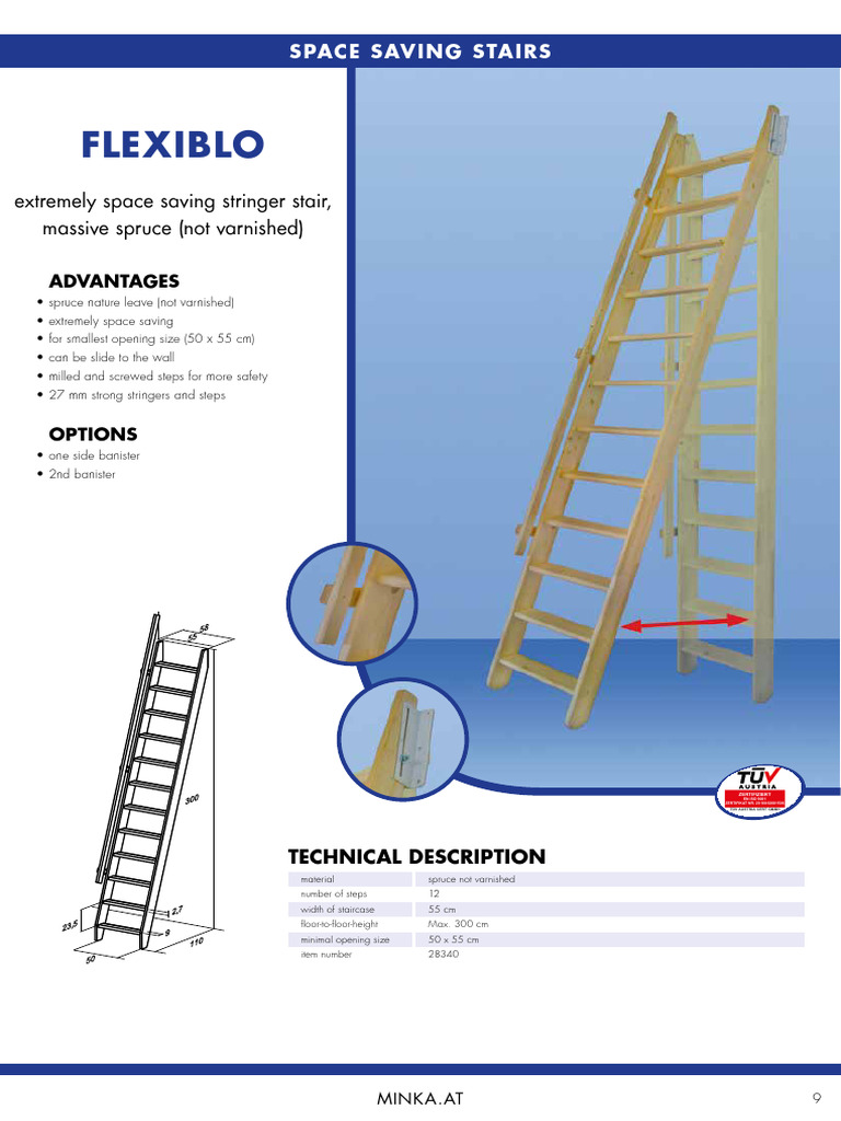 Flexiblo: Extremely Space Saving Stringer Stair, Massive Spruce (Not ...