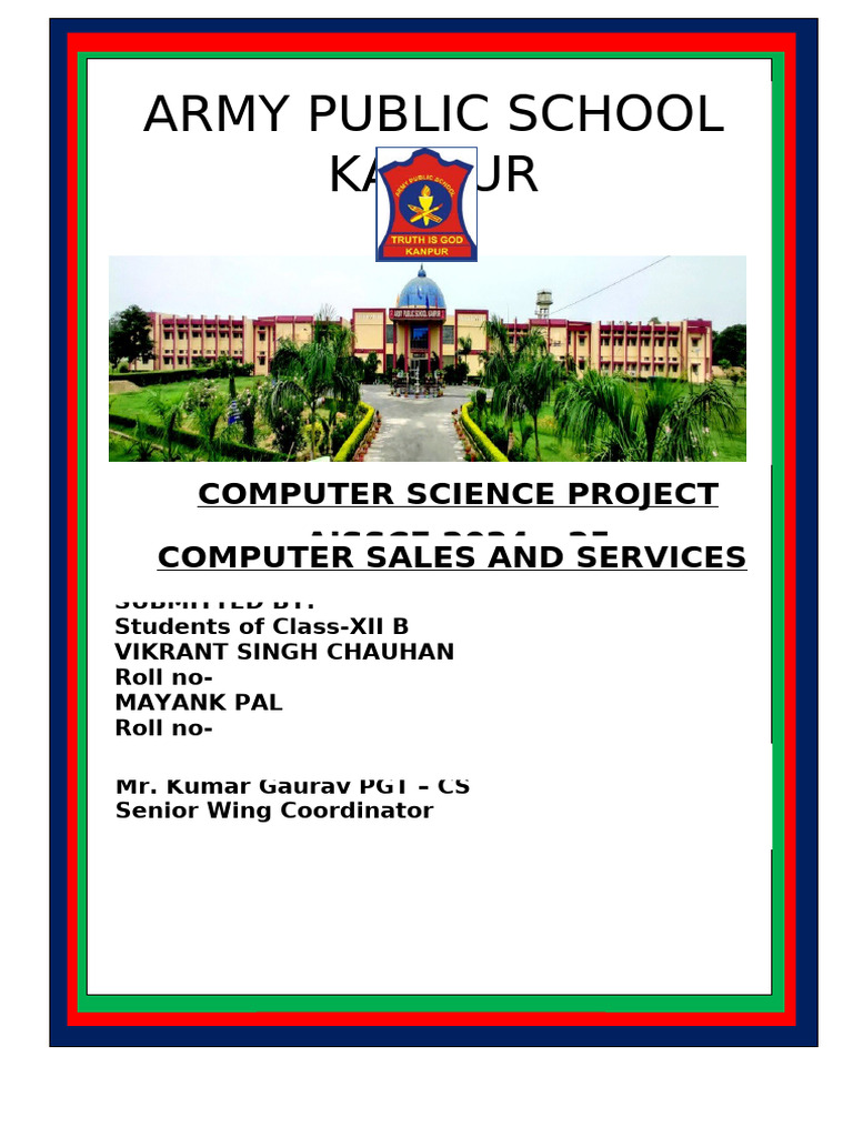 Cover Page Project Class XII | PDF