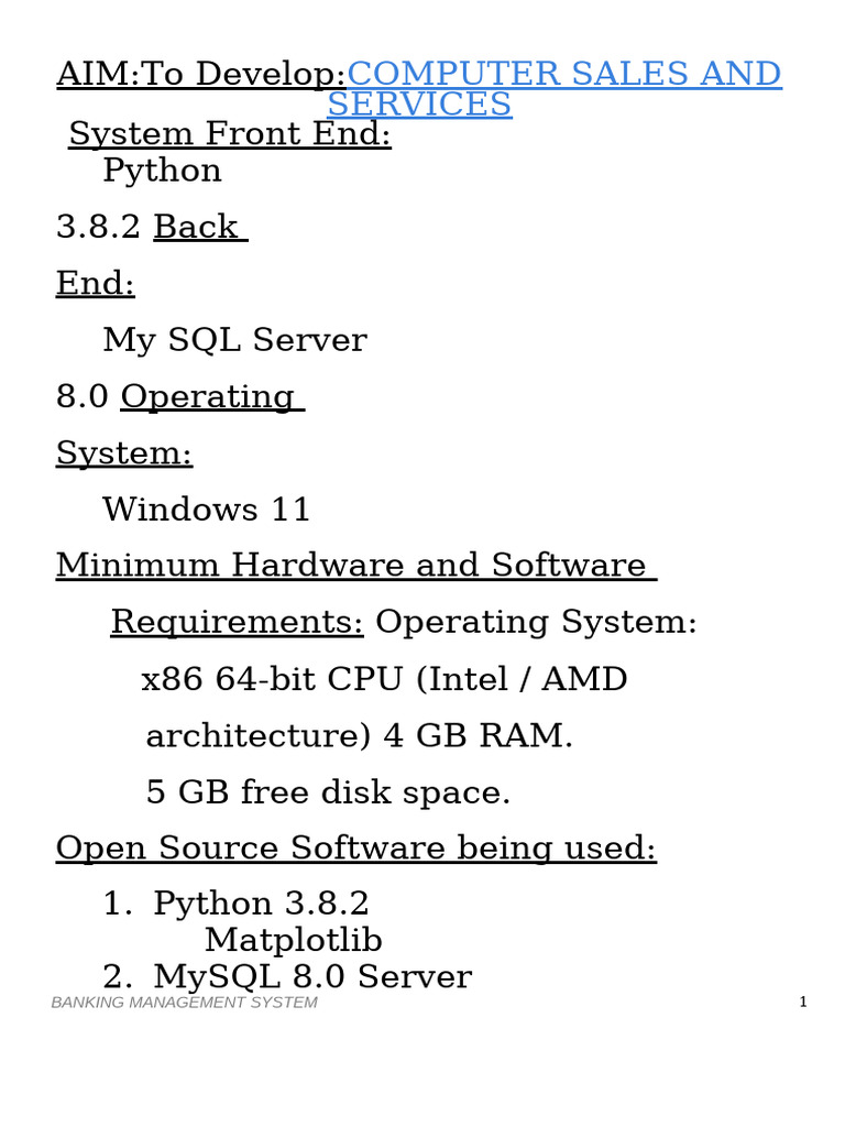 Banking Management System - Sample | PDF | Python (Programming Language) | Software