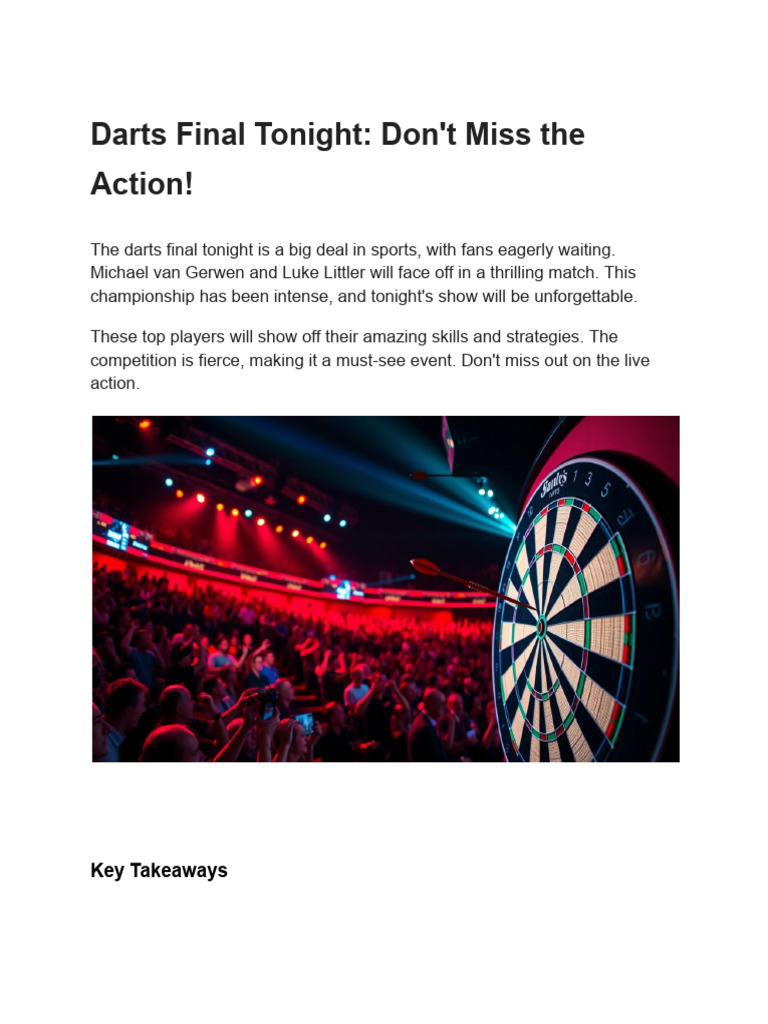 Darts Final Tonight - Don't Miss The Action | PDF | Pub Games | Sports