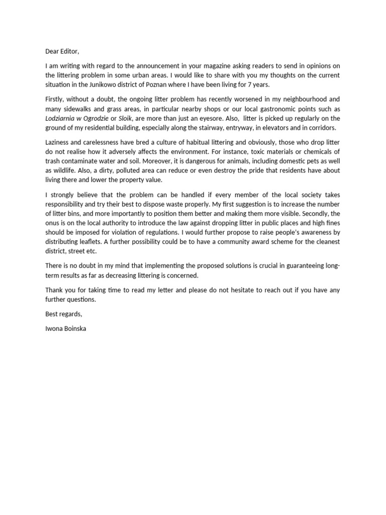 Writing - Letter of opinion | PDF