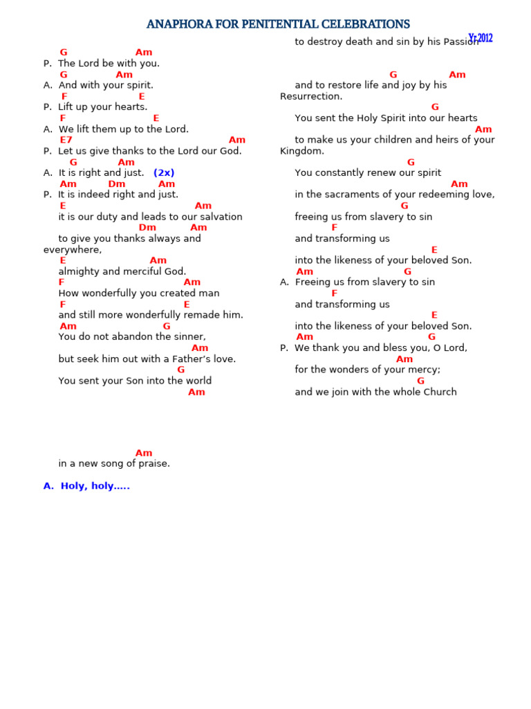 Eucharistic Prayer and Praise Responses | PDF | Penance | Christian ...