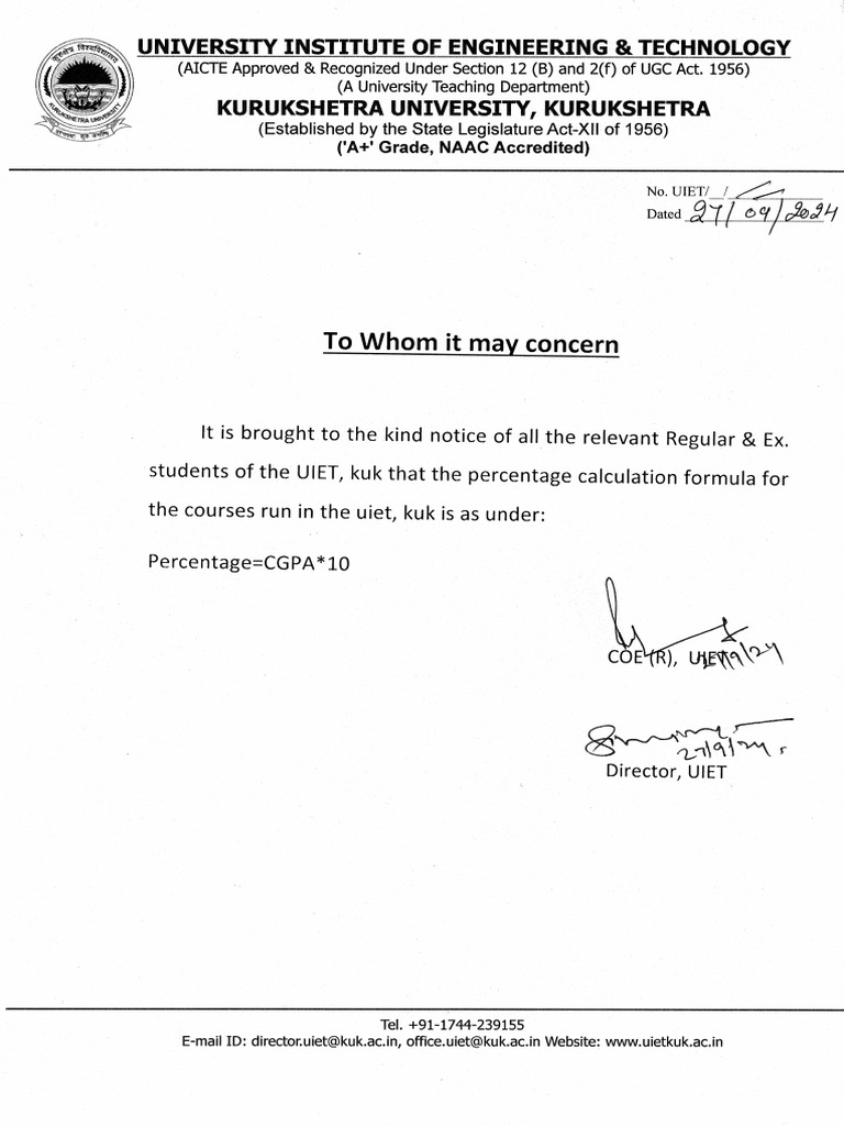 Percentage Calculation Certificate | PDF