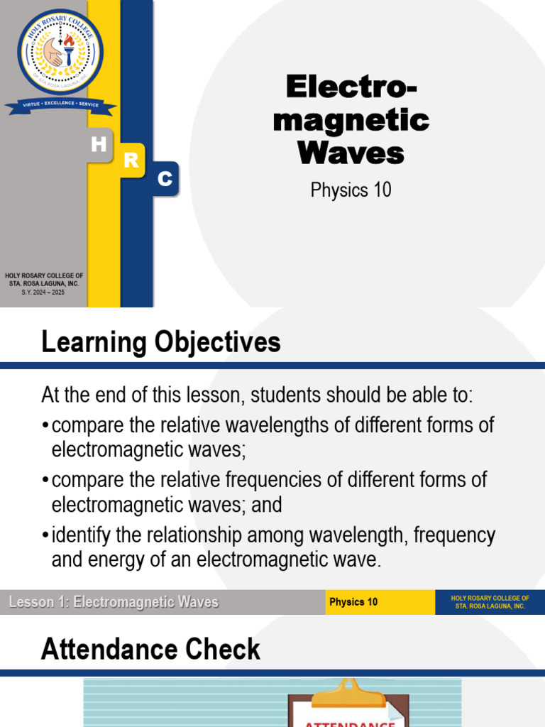 Lesson 1 - Electromagnetic Waves | PDF | Electromagnetic Radiation | Electromagnetic Spectrum