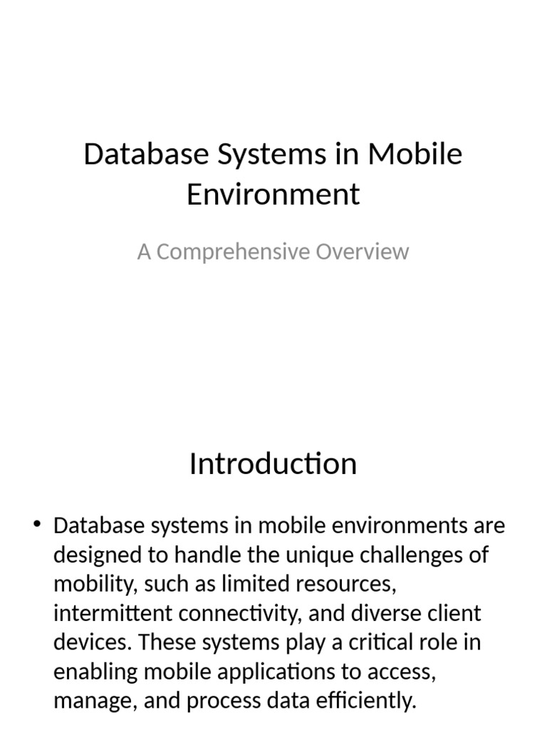 Database Systems in Mobile Environment | PDF | Databases | Computer Network