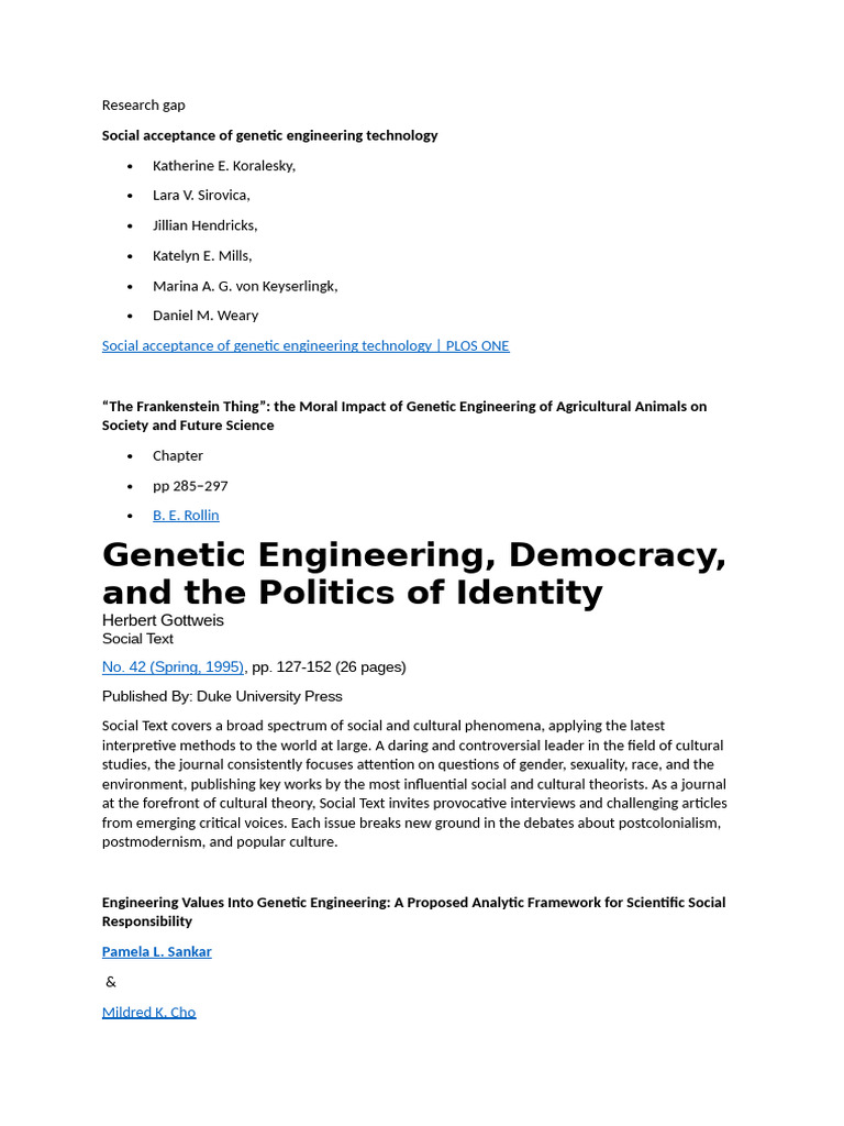 Research gap | PDF | Genetic Engineering | Science