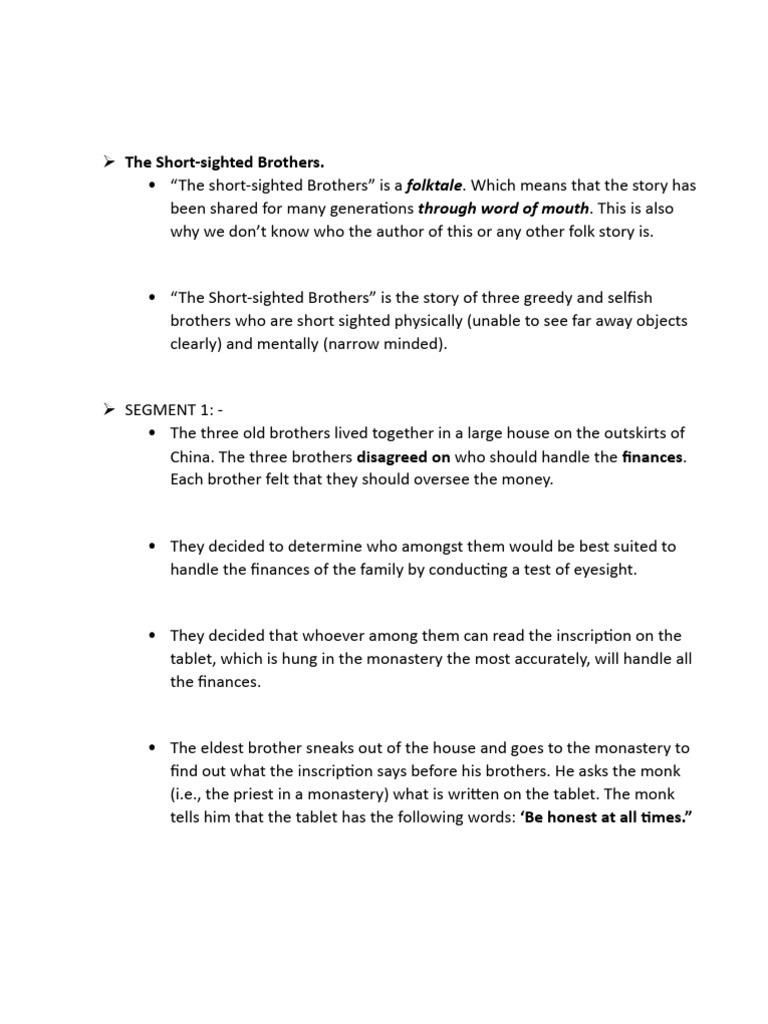 The Short-sighted Brothers - Q & A Format | PDF