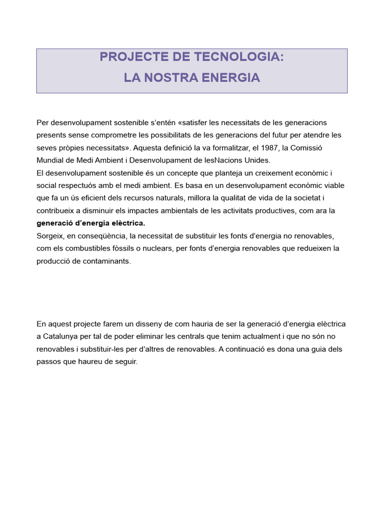 01.- Projecte Central Electriques | PDF