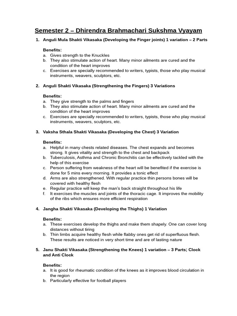 Dhirendra Bramhachari Sukshma Vyayam | PDF | Thorax | Foot