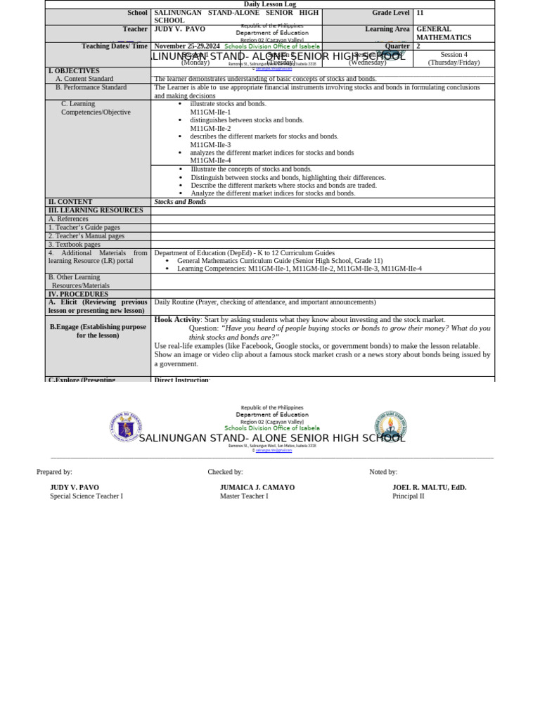 week5Q2_DLL_GenMath(CatchUp) | PDF | Curriculum | Learning