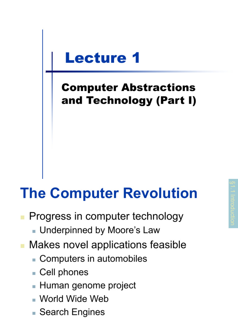 Lecture 01 - Computer Abstractions and Technology | PDF | Computer Memory | Computer Data Storage