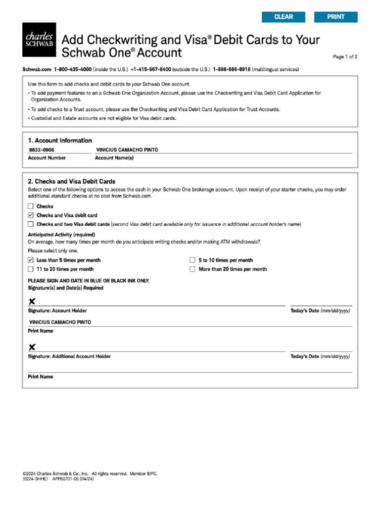 Add Check and VISA Debit | PDF