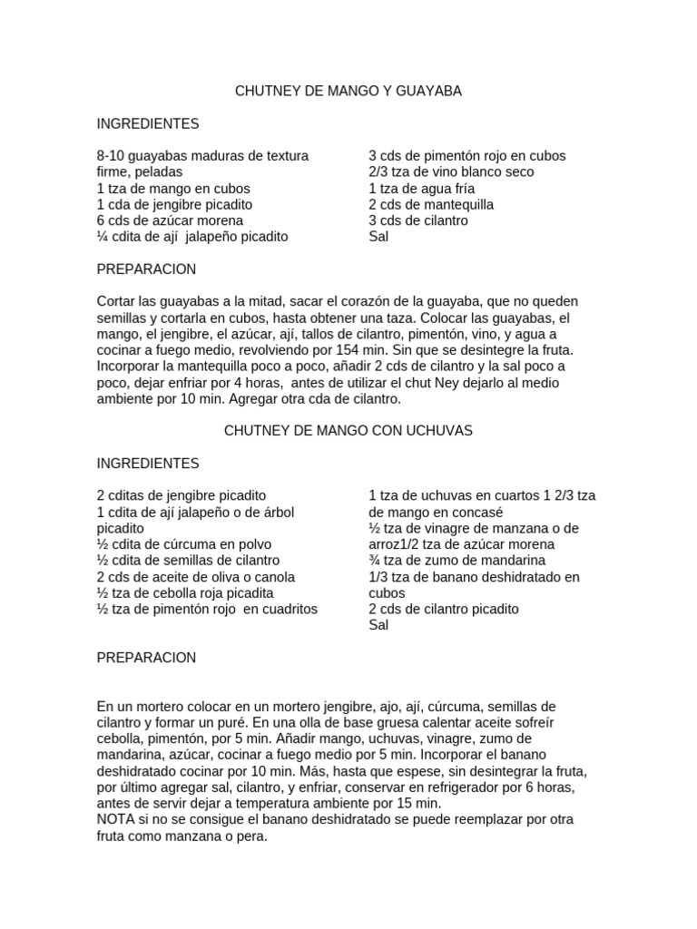 Chutney de Mango y Guayaba | PDF