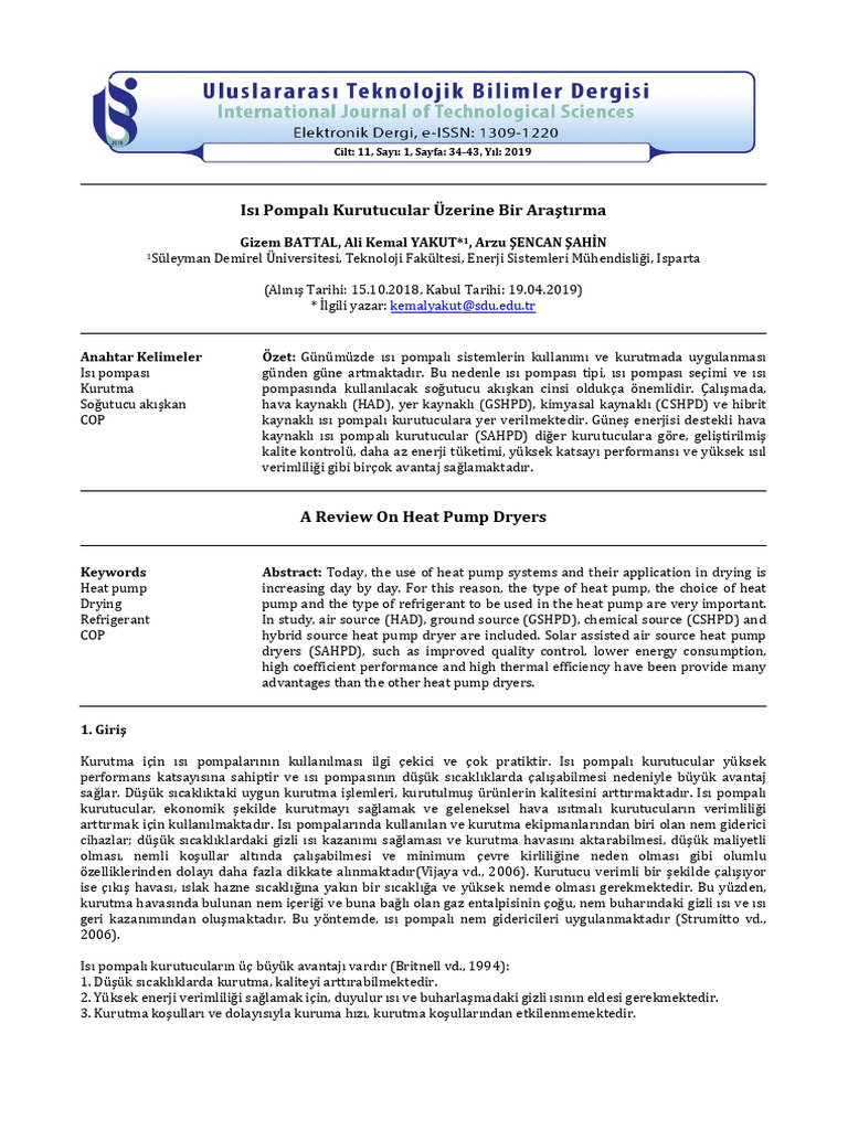 Is Pompal Kurutucular Zerine Bir Ara T Rma ( | PDF