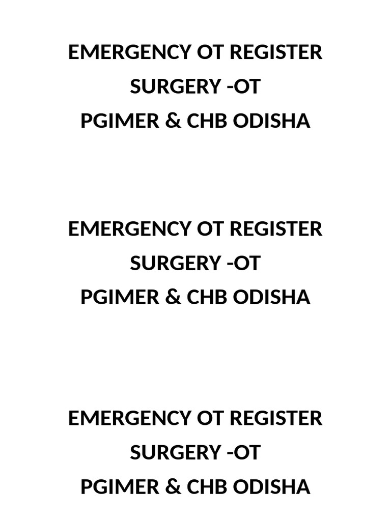 Emergency Ot Register | PDF