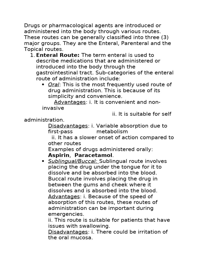 Pharmacology Assignment. Routes of Drug Administration | PDF | Topical ...