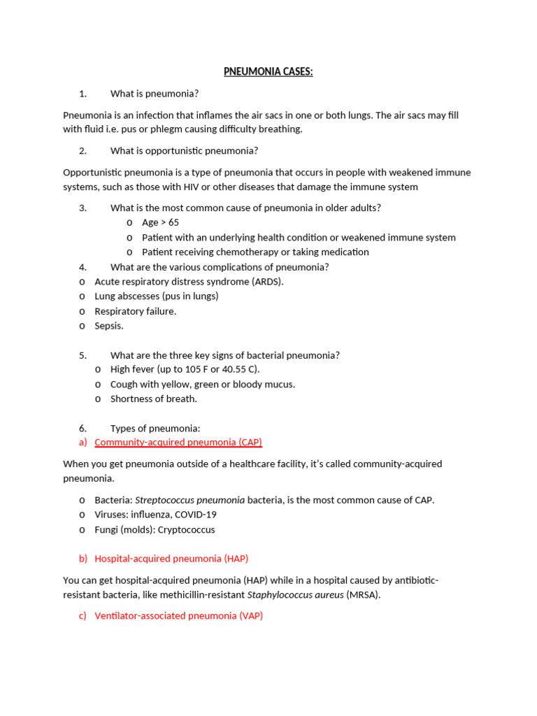 PNEUMONIA CASES | PDF | Pneumonia | Immunology