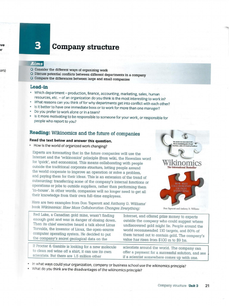 Unit 3 - Company Structure (I. MacKenzie, English For Business Studies ...