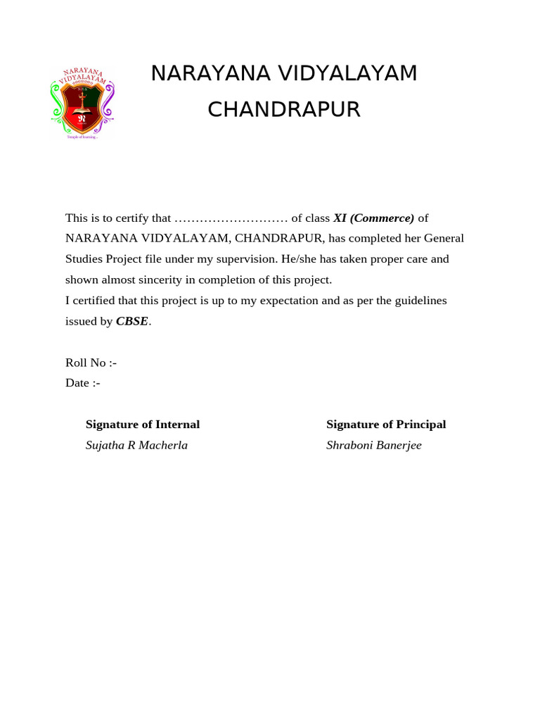 Certificate PROJ | PDF