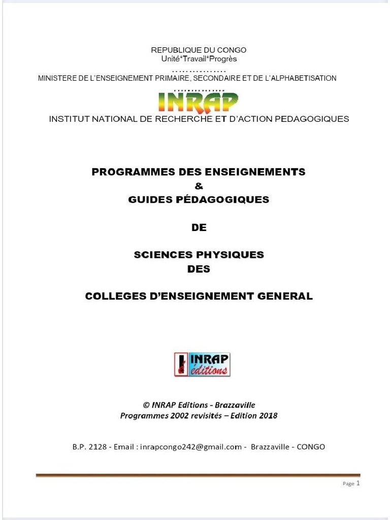 Livre Programme Sciences Physiques Collège | PDF