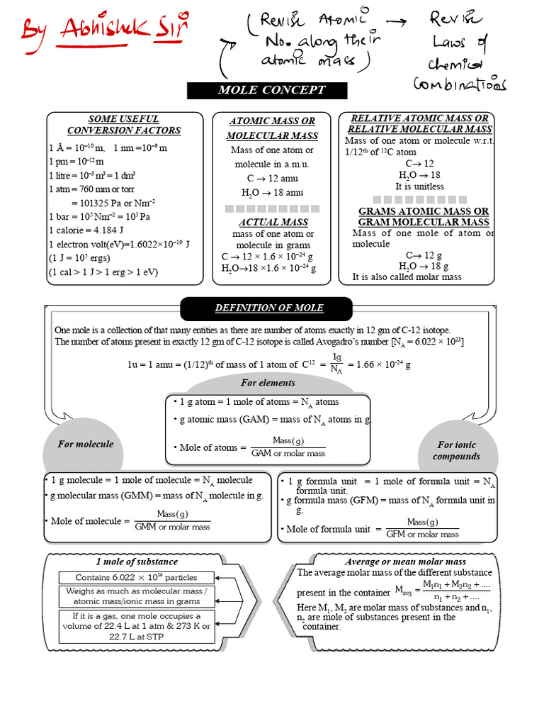 Mole Concept | PDF | Mole (Unit) | Stoichiometry