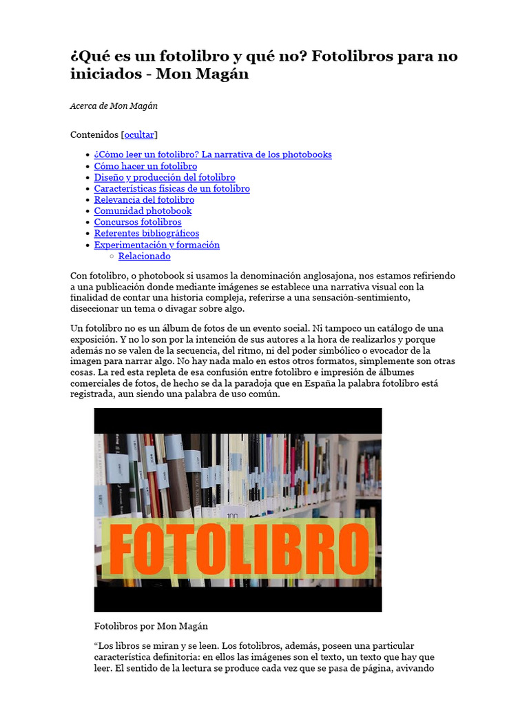 ¿Qué Es Un Fotolibro y Qué No? Fotolibros para No Iniciados - Mon Magán | PDF | Imagen ...
