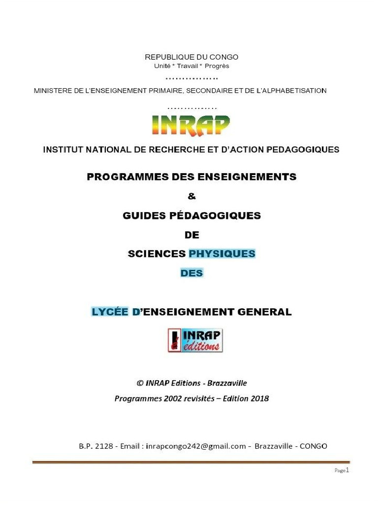 Livre Programme Sciences Physiques Lycée | PDF