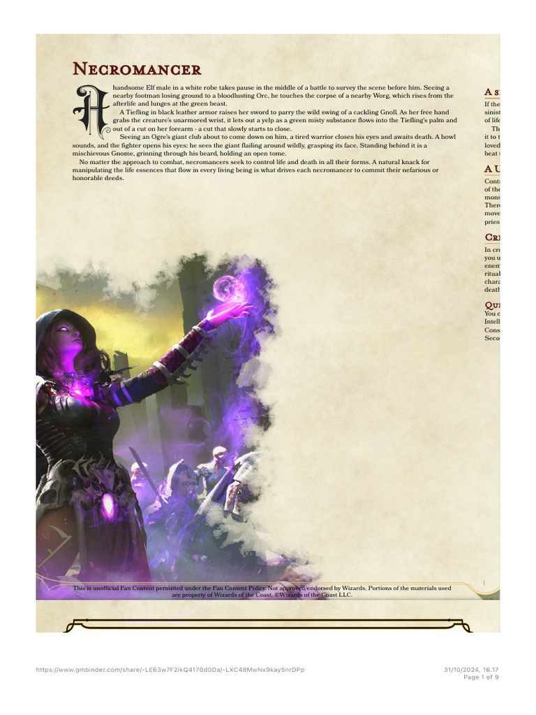 The Necromancer - GM Binder | PDF | Fantasy Role Playing Games | D20 System