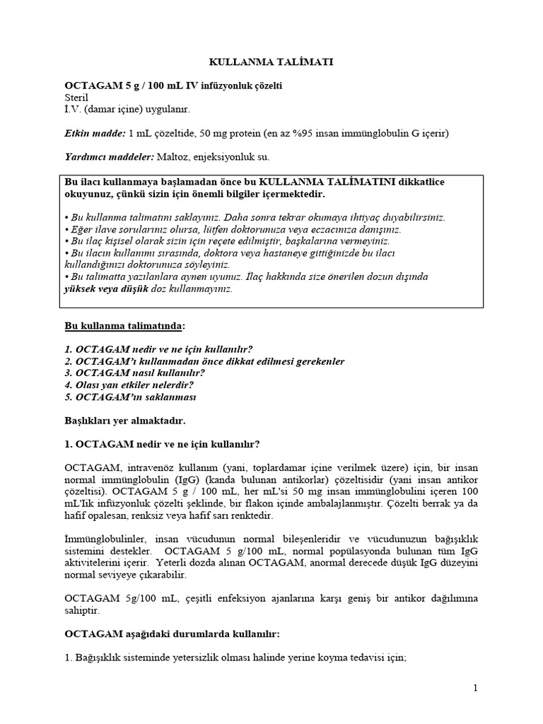 OCTAGAM 5 G / 100 ML: Etkin Madde | PDF