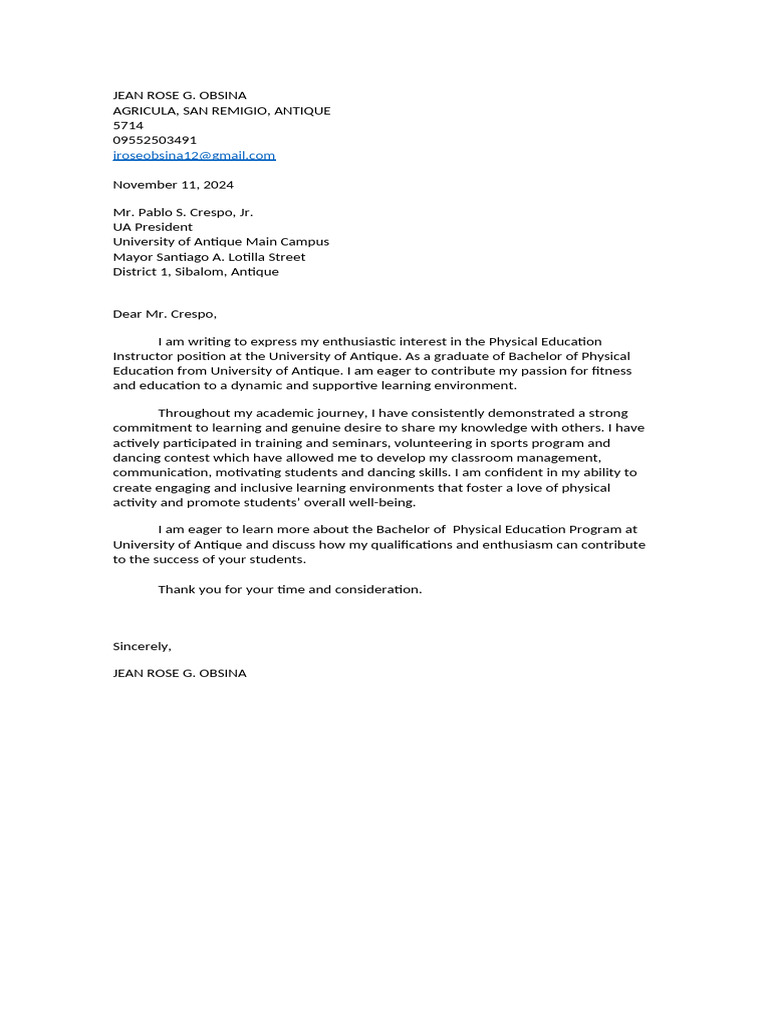 Application Letter | PDF