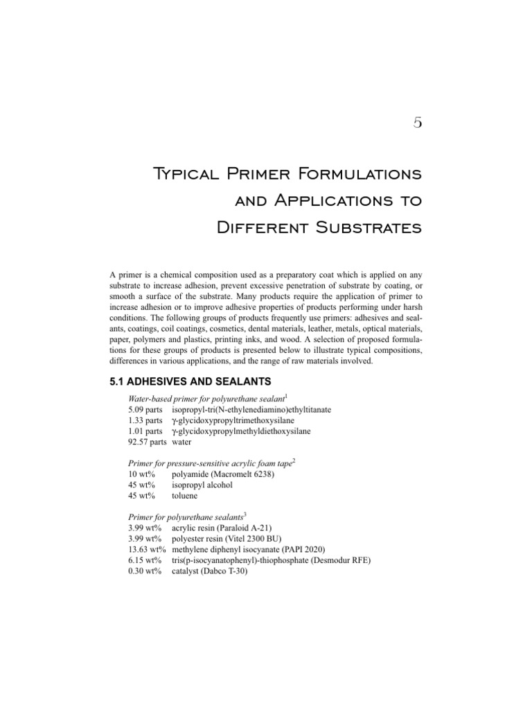 Primer Formulations and Applications | PDF | Building Materials | Plastic