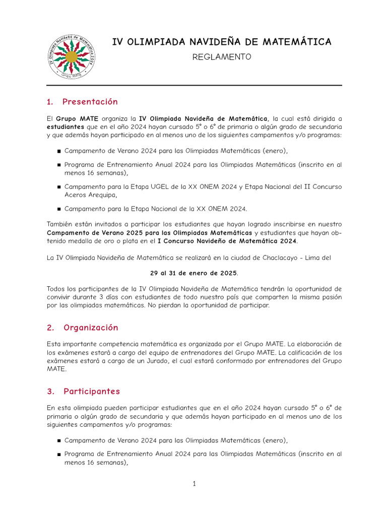 IV Onm 2024 Reglamento - Compressed | PDF