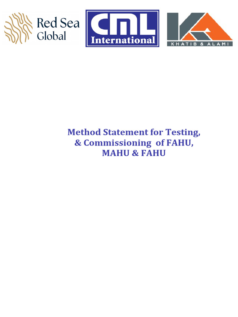 REV-01 Method Statement For T&Cx. of AHU, MAHU, FAHU | PDF | First Aid ...