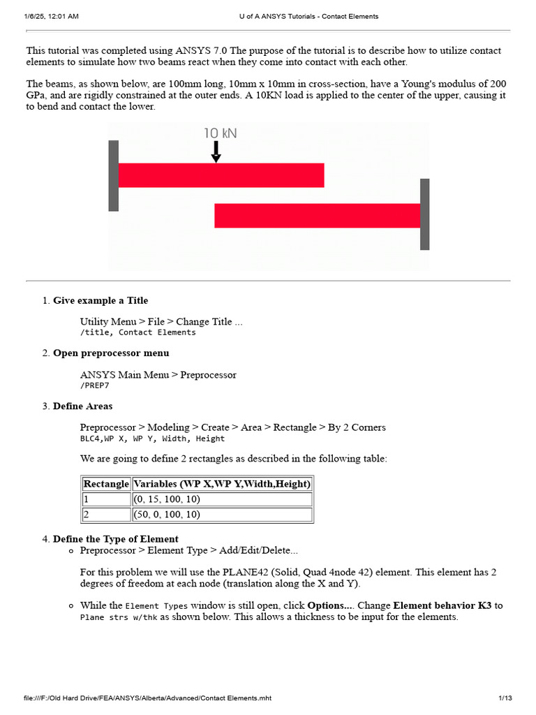 Contact Elements | PDF | Finite Element Method | Menu (Computing)