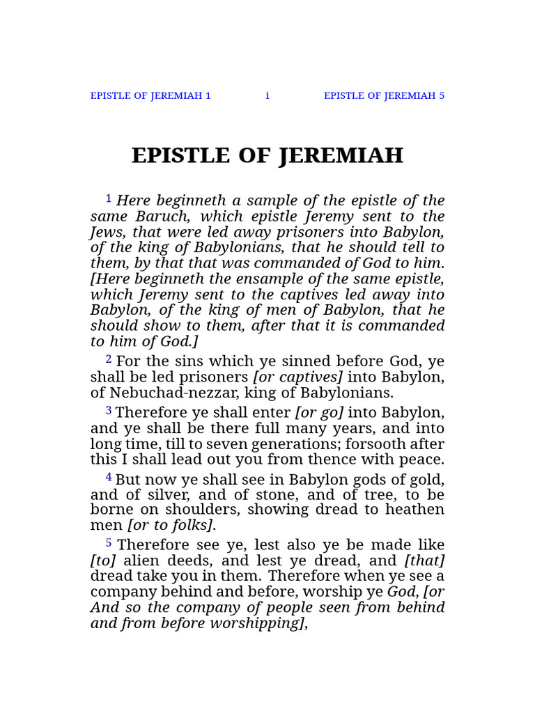 jeremiah letter | PDF | Biblical Canon | Translations