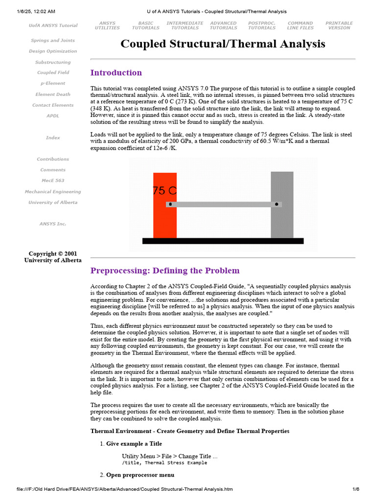 Coupled Structural Thermal Analysis | PDF | Young's Modulus | Finite ...